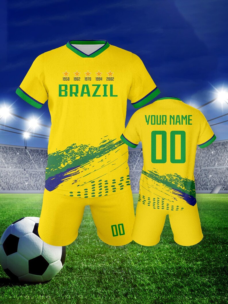 Custom Brazil Soccer Jersey for Kids, Personalized Gifts Kids Youth ...