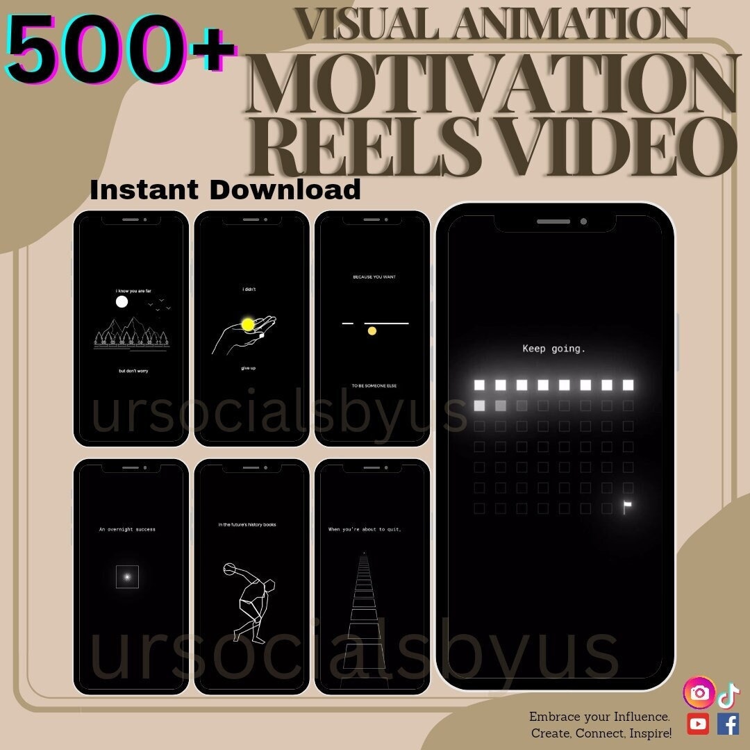 500 VOL. 1 Visual Animation Motivation Reels Videos Faceless Videos ...