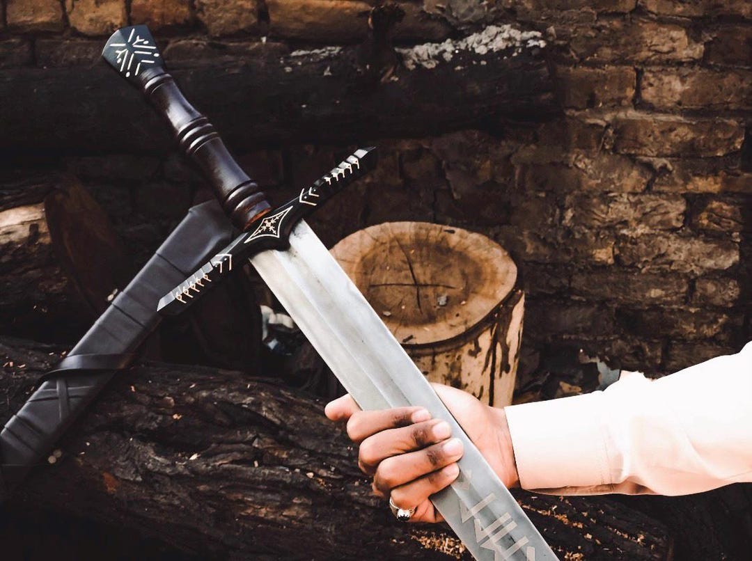 Custom Witcher Sword Geralt of Rivia Engraved Feline Sword Griffin ...