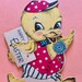 Vintage Birthday Card Cute Duckling With Flower Hat Early Hallmark ...
