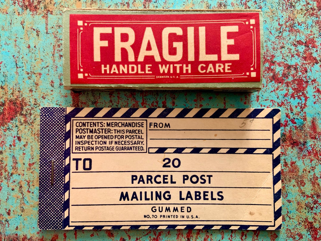Vintage Mailing Labels and Dennison's Fragile Stickers - Etsy