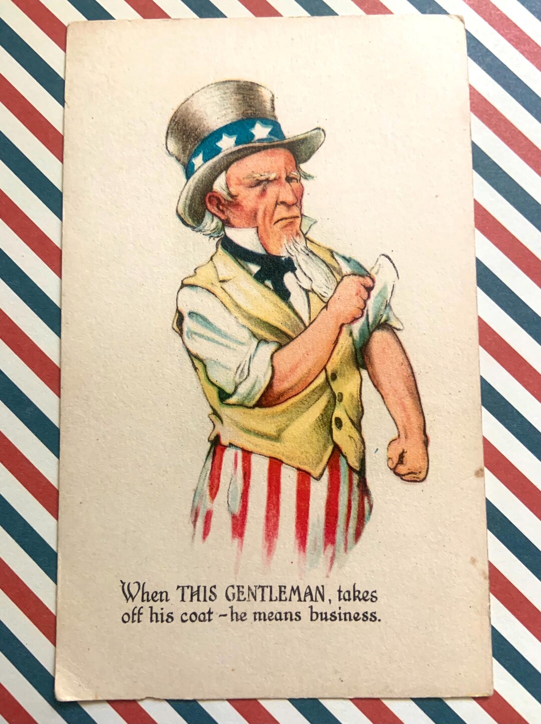Vintage Unused Patriotic Uncle Sam Postcard 4th of July WW1 Era Uncle ...