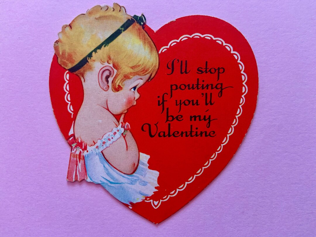 Vintage Heart Shaped Valentines Day Card I'll Stop Pouting If You'll Be ...