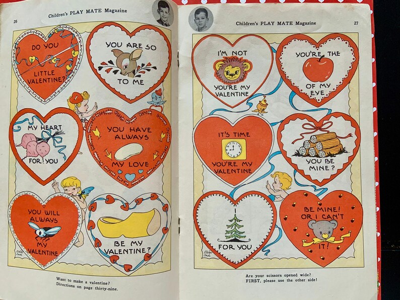 Vintage 1952 Valentine Issue of Children's Play Mate Complete With ...
