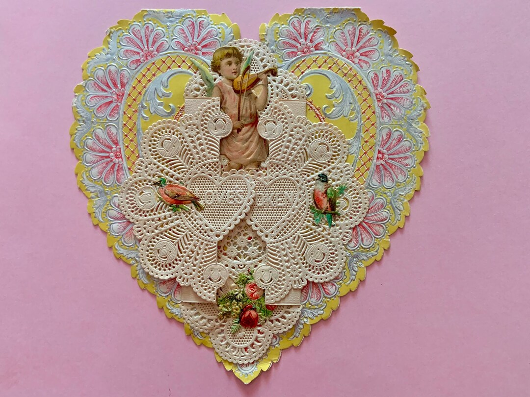 Large Vintage Multi Layered Valentines Day Card Heart Shaped With ...