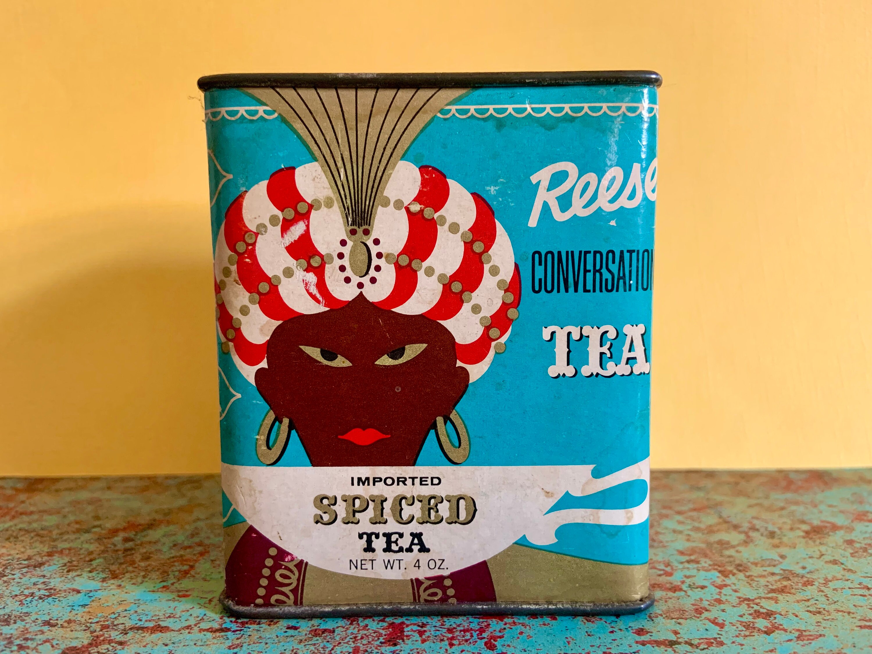 Vintage Tea Container Reese Conversation Tea Cardboard and Tin ...