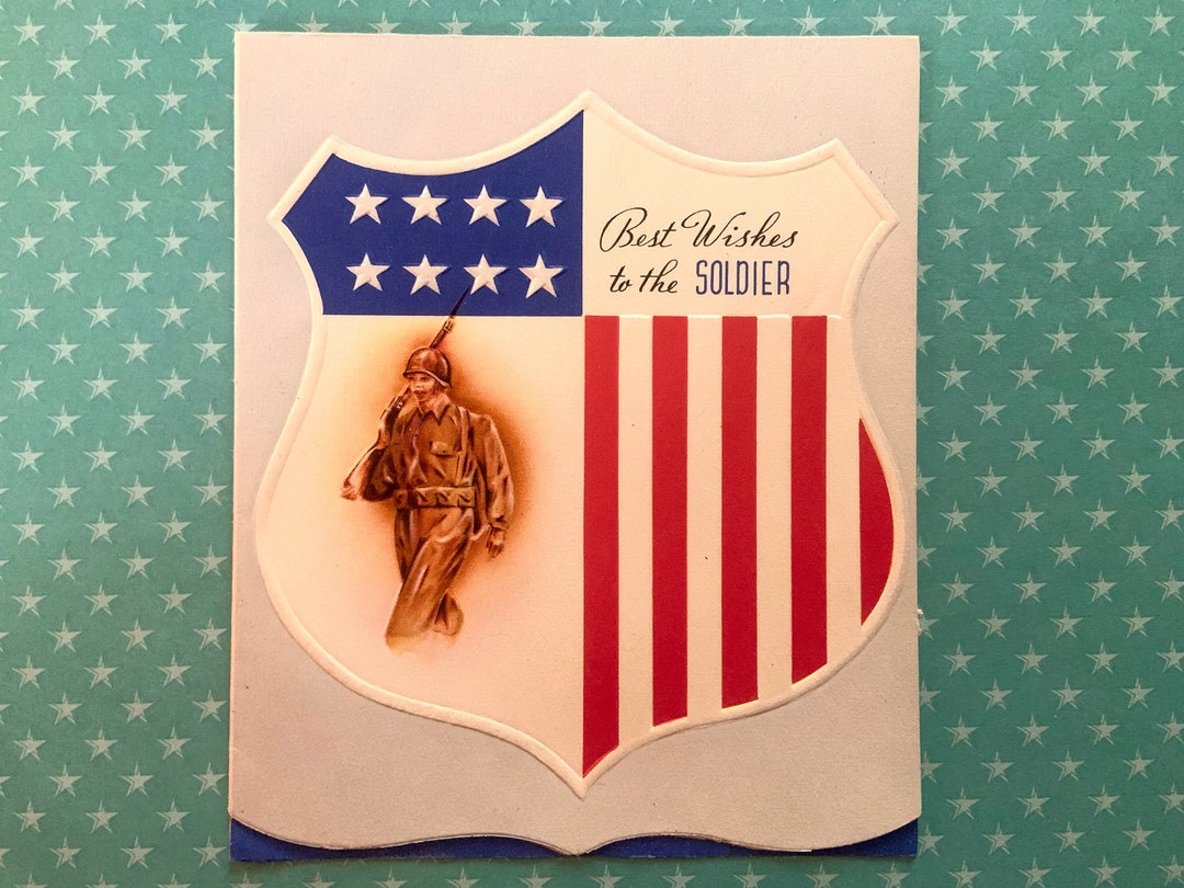 Vintage Unused Good Luck Best Wishes Greeting Card to WW2 Soldier ...