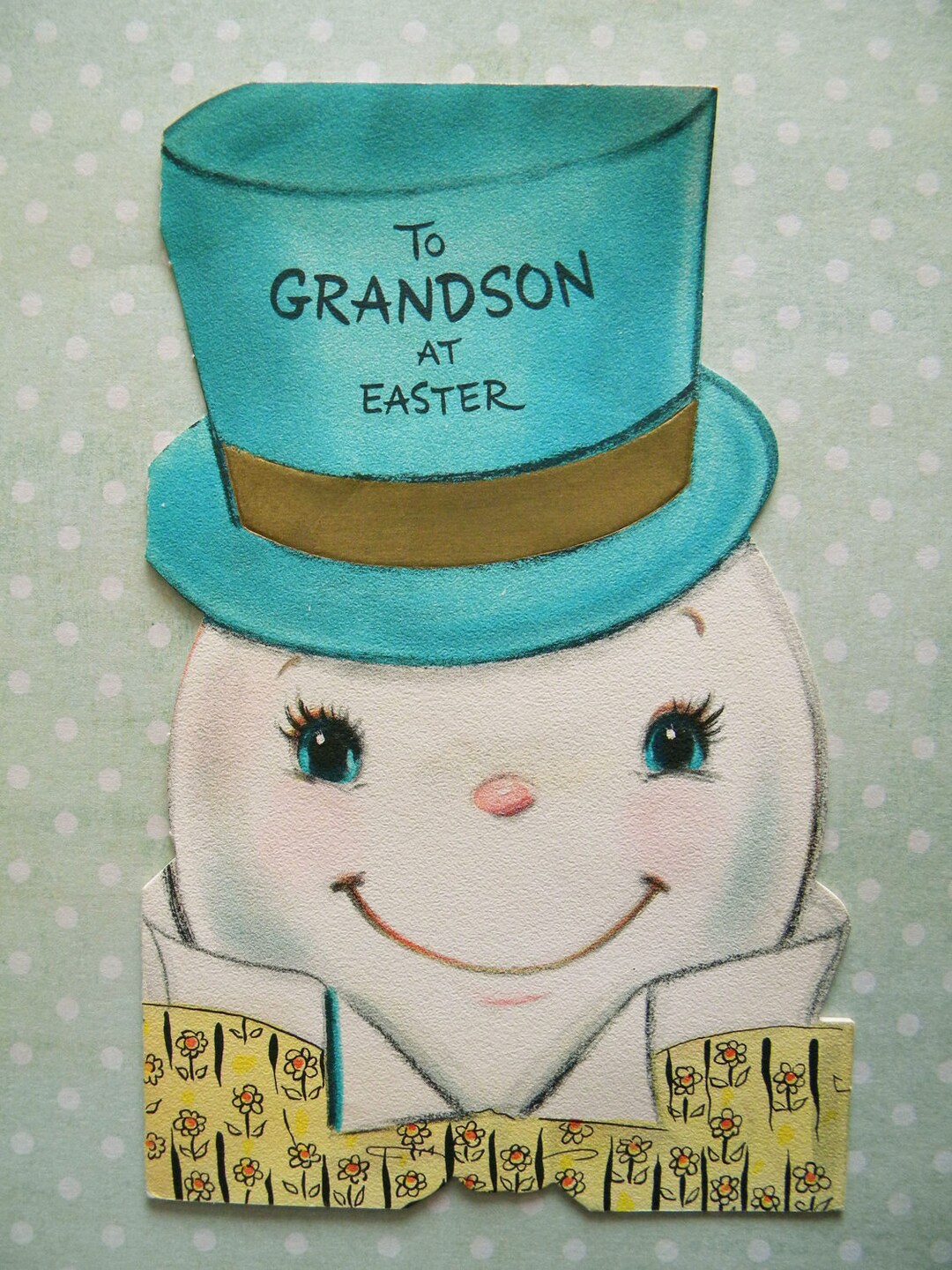 Vintage Easter Card With Anthropomorphic Egg Man to Grandson - Etsy