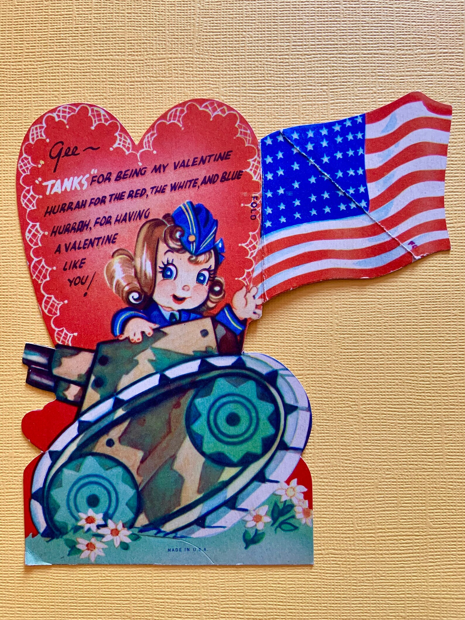 Vintage Patriotic Valentines Day Card Military Girl Drives - Etsy