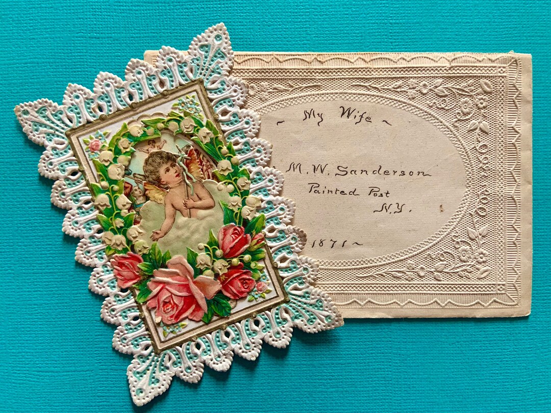 Vintage Victorian Era Valentines Day Card With Fancy Envelope Dated ...