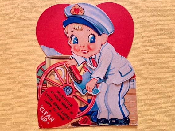Vintage Mechanical Valentines Day Card Gas Station Attendant | Etsy