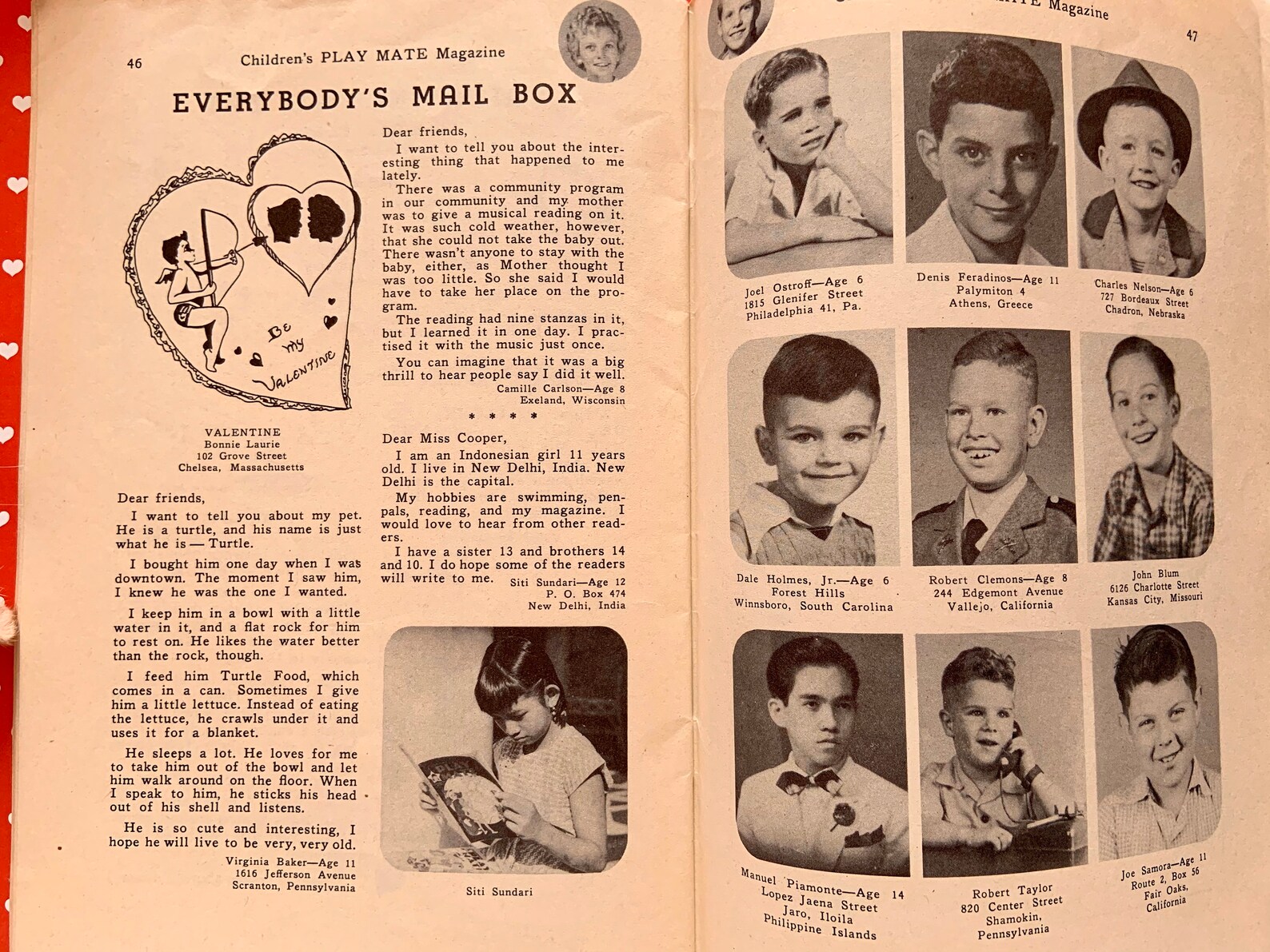 Vintage 1952 Valentine Issue of Children's Play Mate Complete With ...