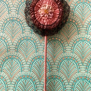 Vintage Flapper Era Powder Puff Wand in Beautiful Antique Gift Box Silk ...