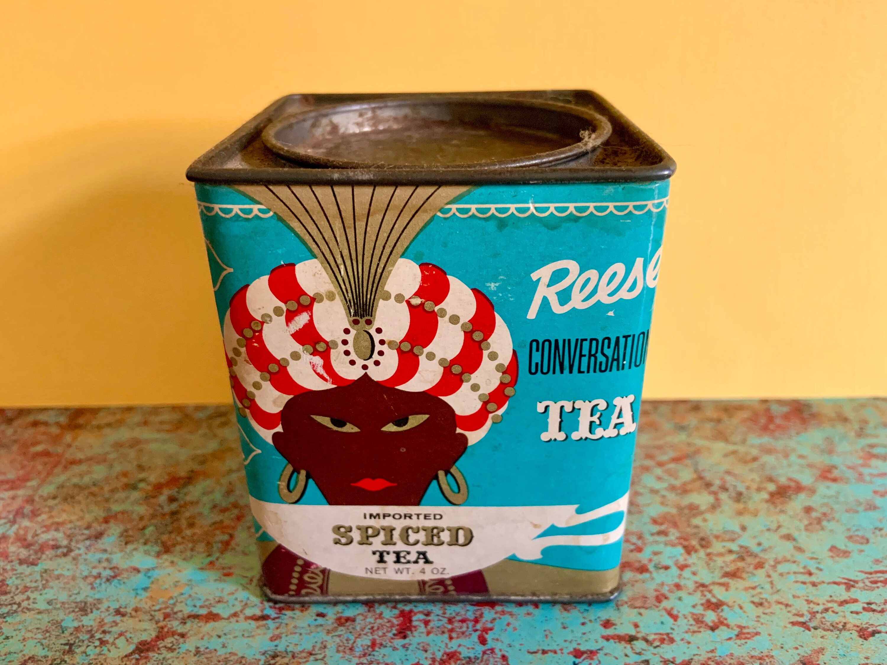 Vintage Tea Container Reese Conversation Tea Cardboard and Tin ...