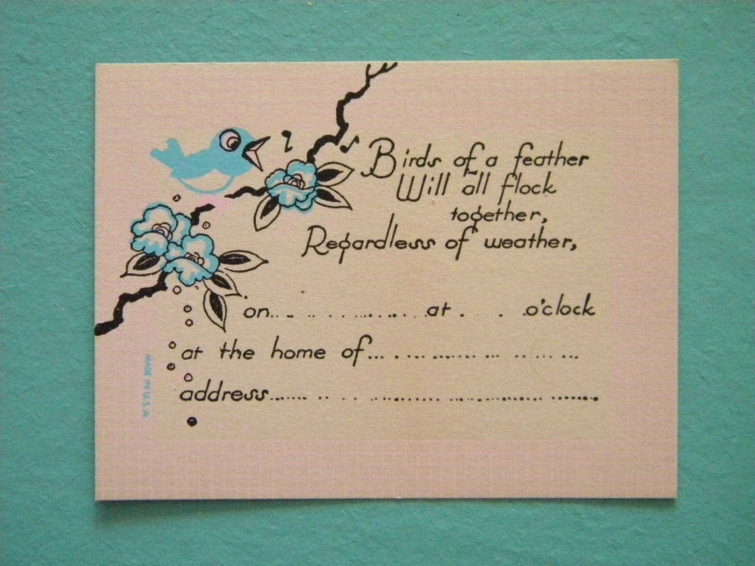 Vintage 1920's Party Invitation With Bluebird - Etsy