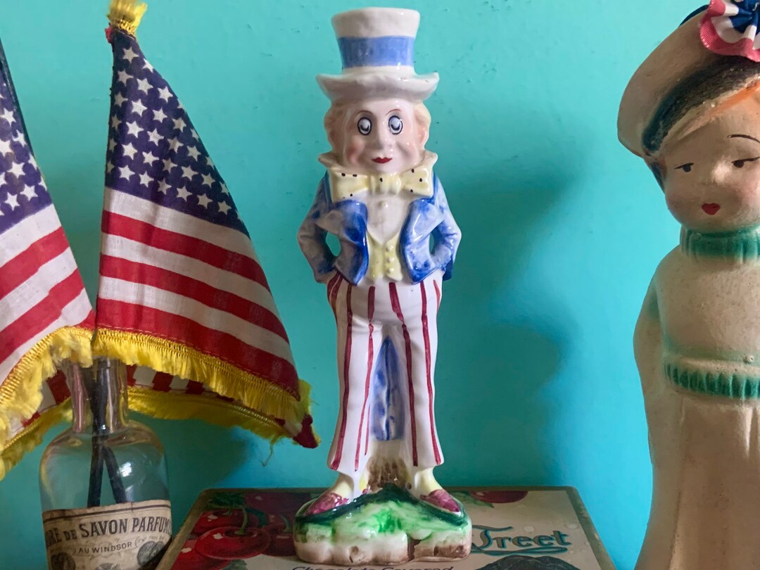 Vintage Palmer Cox Uncle Sam Brownie Candle Holder Majolica Style 4th ...