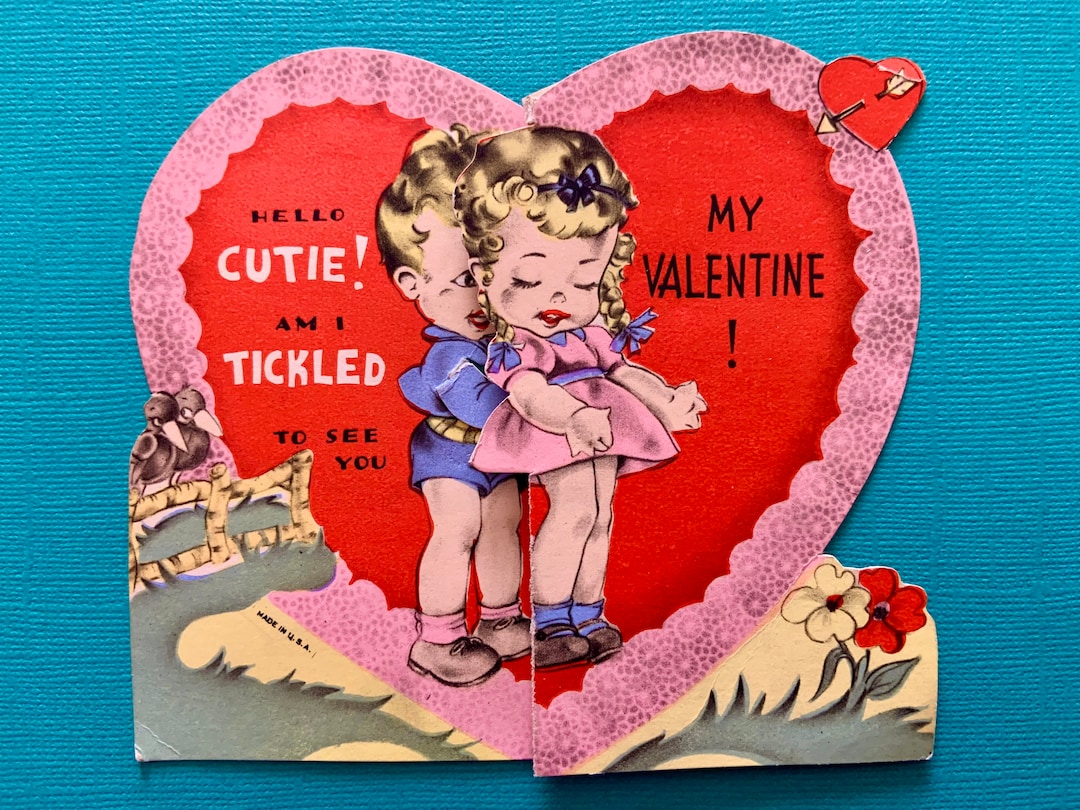 Vintage Valentines Day Card Little Boy Tickling Little Girl - Etsy