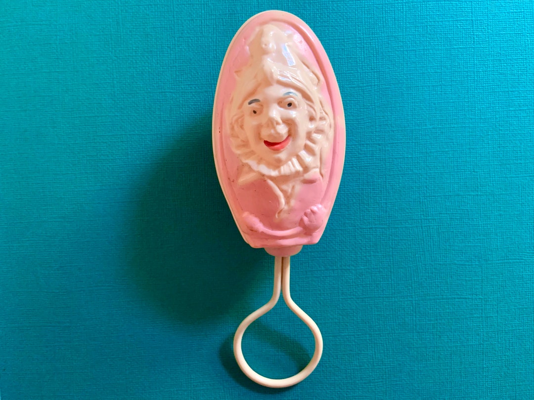 Vintage Celluloid Baby Rattle With Creepy Clown Breaking Through on ...