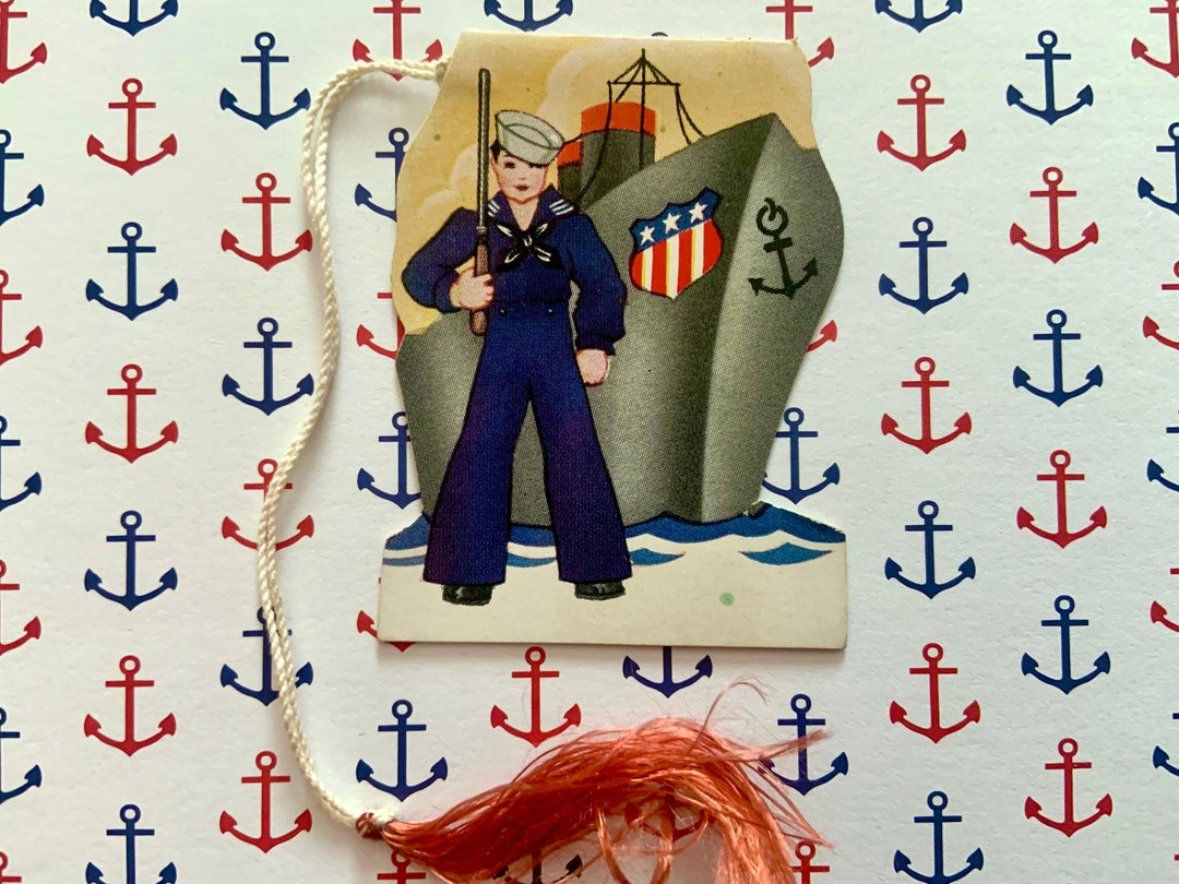 Vintage WW2 Patriotic Navy Bridge Tally Card Unused Sailor Standing ...