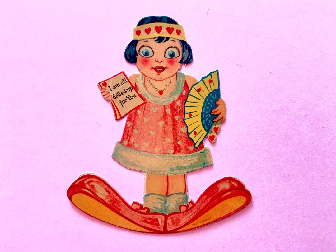 Vintage Valentines Day Card Flapper Girl is All Dolled up for You With ...