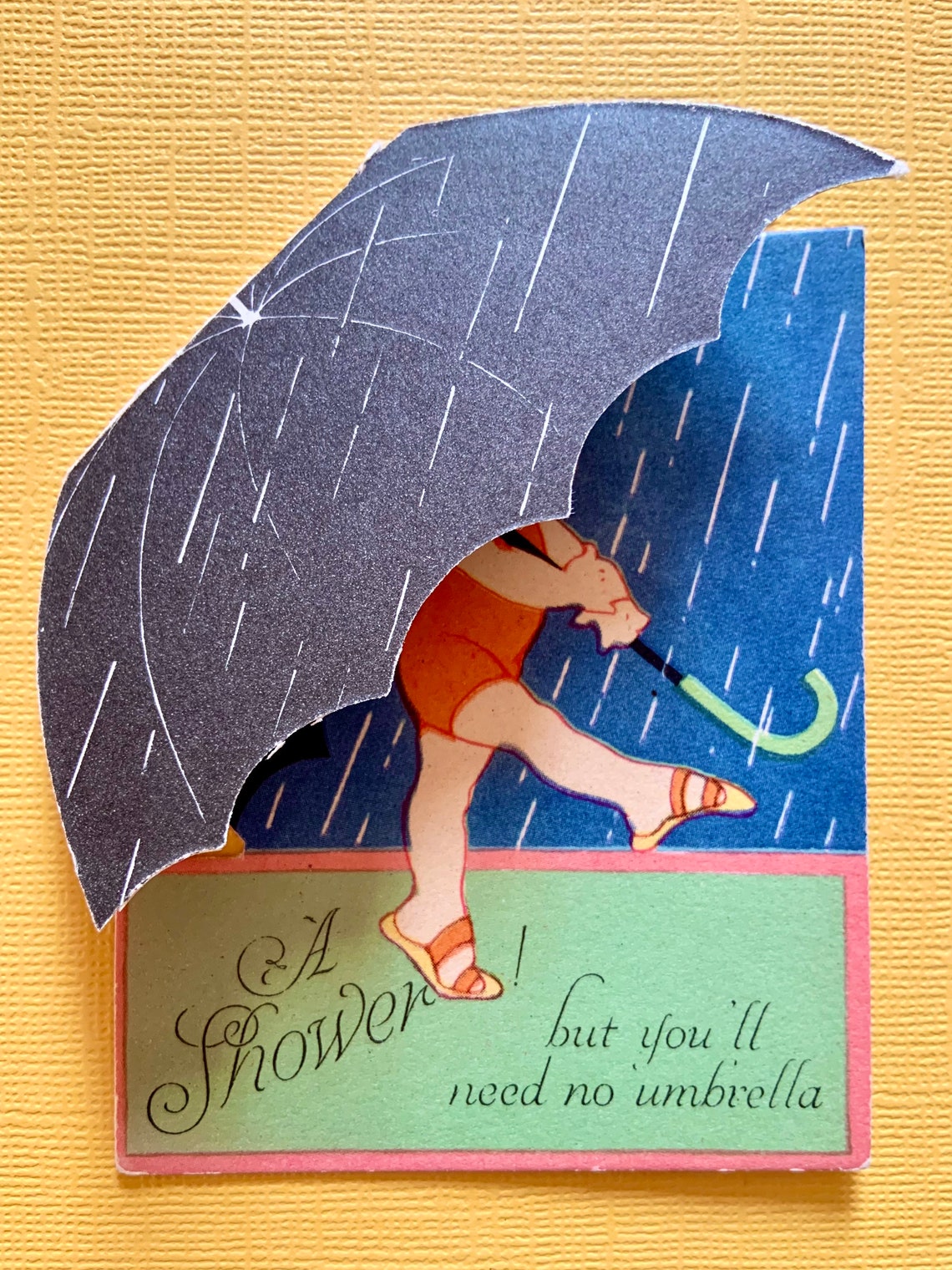 Vintage Unused Shower Party Invitation Flapper Girl With in Bathing ...