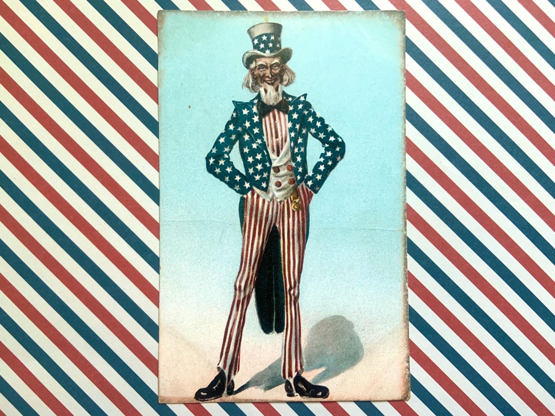 Vintage Unused 4th of July Postcard Patriotic Uncle Sam With Hands in ...