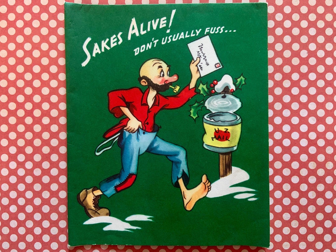 Vintage Unused Pop Out Christmas Card Hillbilly Man Puts Card in Tin ...