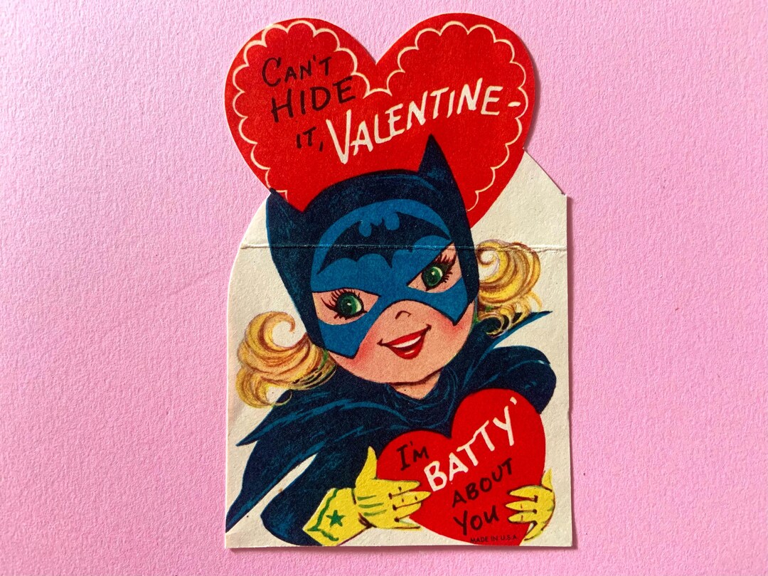 Vintage Unused Valentines Day Card Bat Girl is Batty About You - Etsy