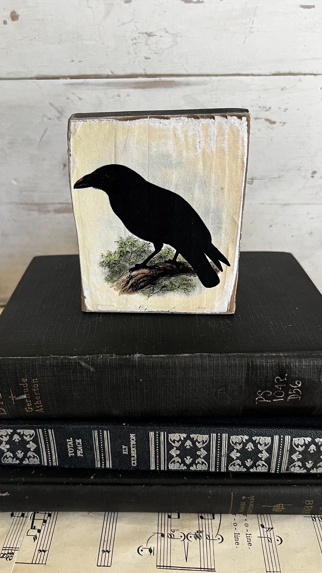 Vintage Crow Wood Block Sign: Rustic Autumn Decor - Etsy