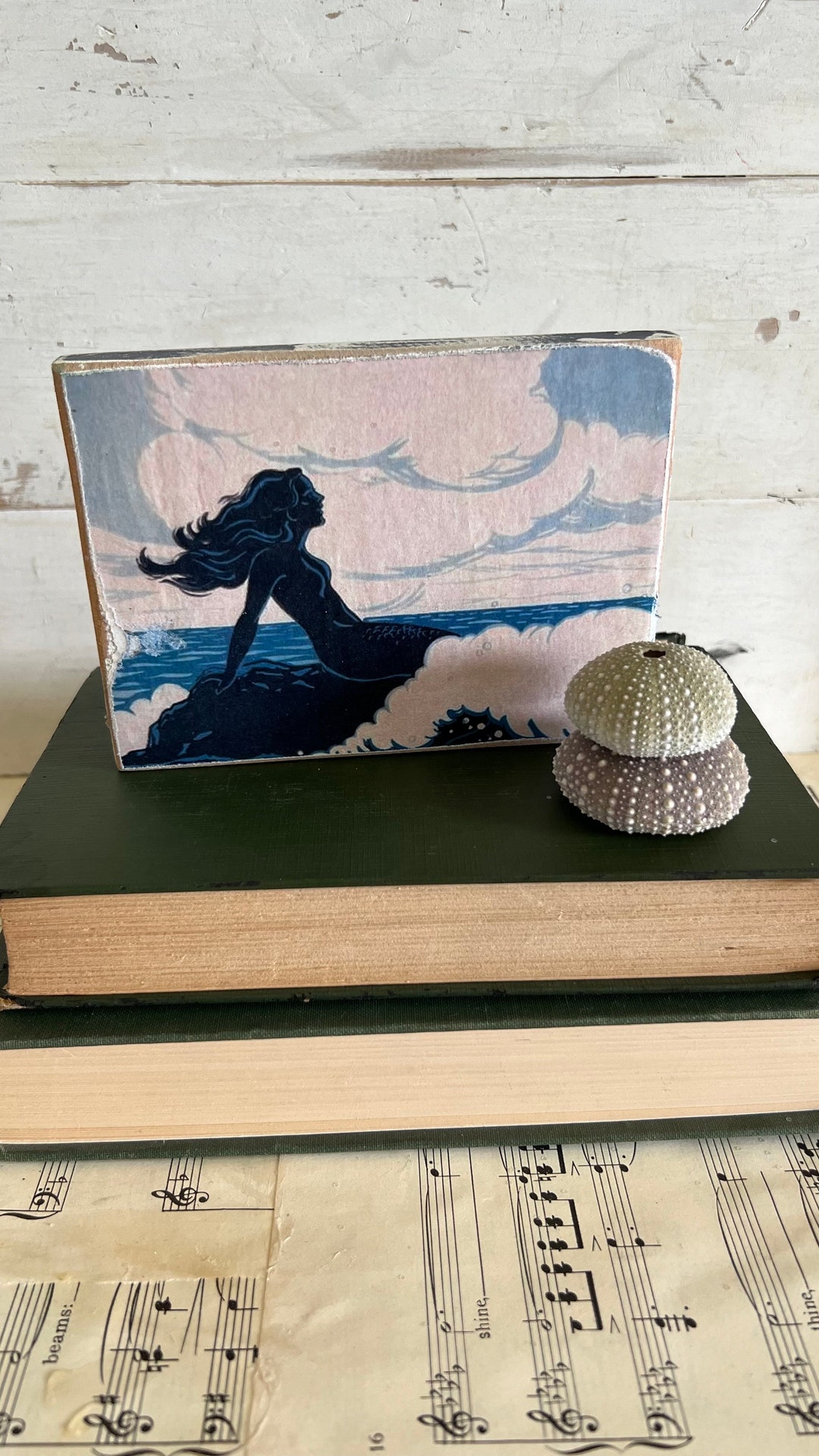 Vintage Mermaid Wood Sign: Rustic Beach House Shelf Sitter - Etsy