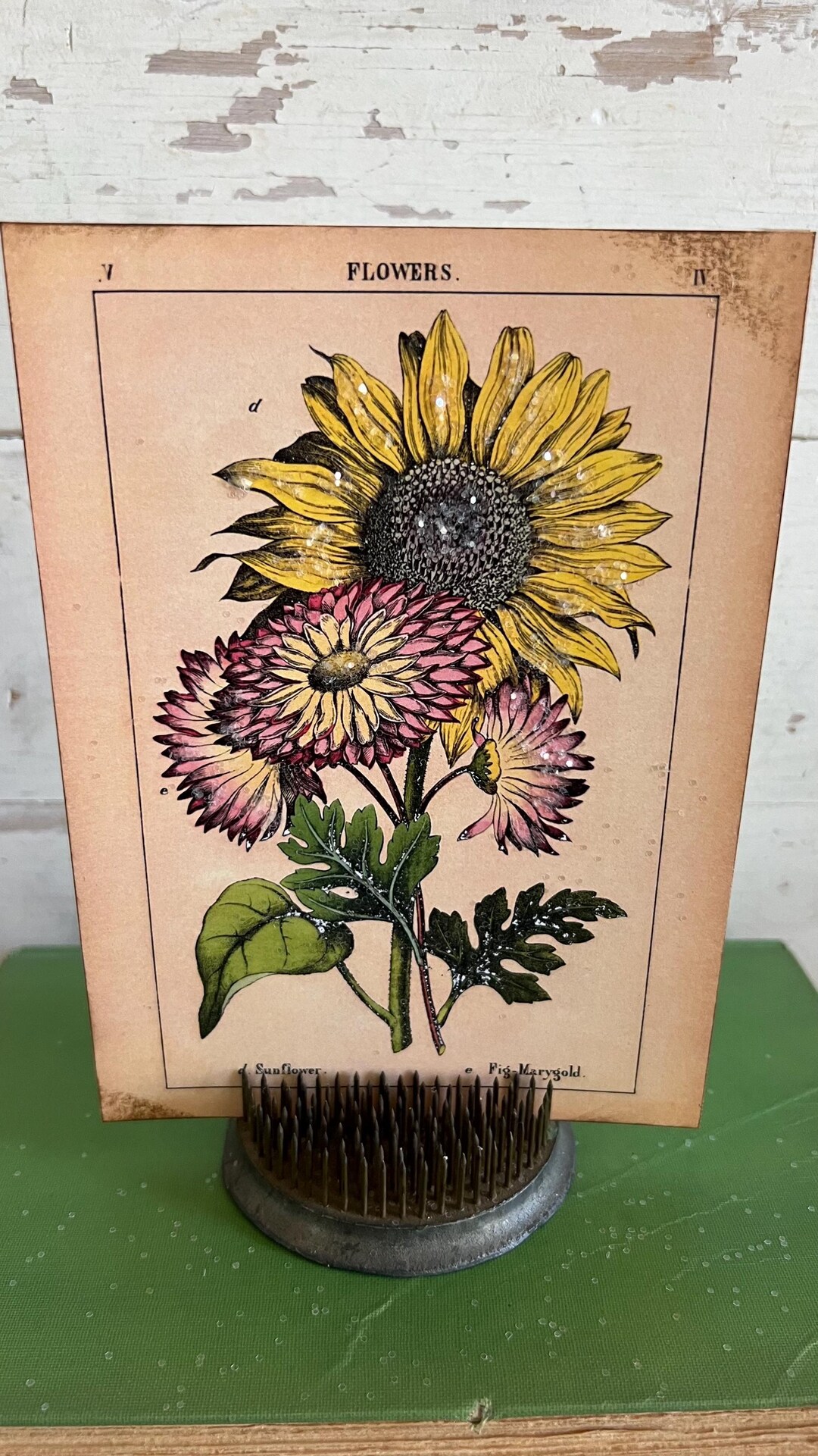 Vintage Sunflower Tags Images Fall Harvest Altered Art for Flower Frog ...