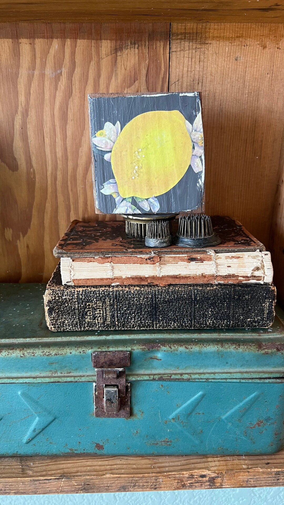 Vintage Lemon Block Sign Wood Rustic Farmhouse Tiered Tray Cottage ...