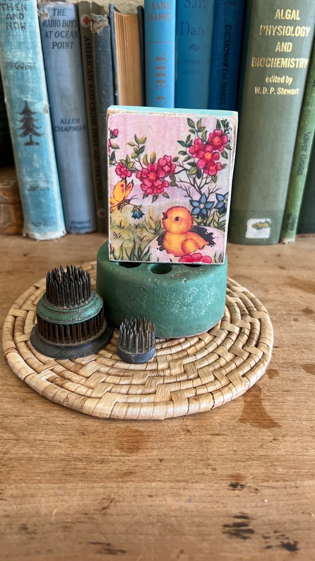 Vintage Floral Chick Flowers Block Sign Wood Rustic Tray Cottage ...