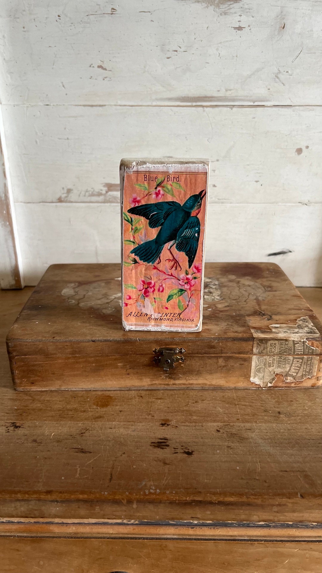 Vintage Bluebird Bird Block Sign Wood Rustic Farmhouse Tiered Tray ...