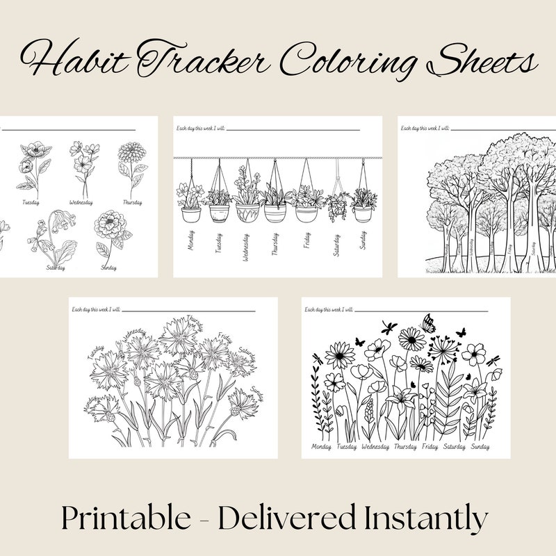 Habit Tracker Coloring - Etsy