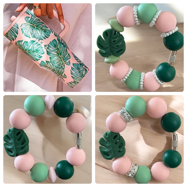 Monstera Handle Charm Tumbler Handle Charms, Keychain, Silicon Charms ...