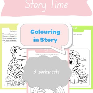 Colouring in Story Worksheets. Kindergarten Printables, 1st Grade 2nd ...