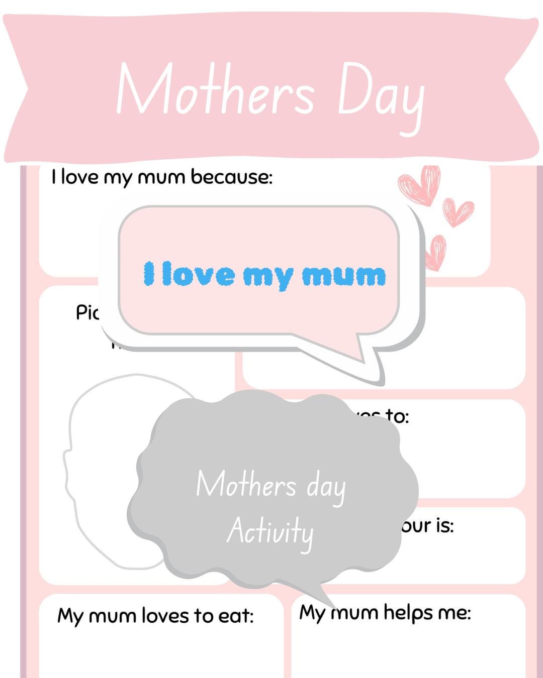 Mothers Day Activity Worksheet, Kids Printable I Love My Mum Questions ...