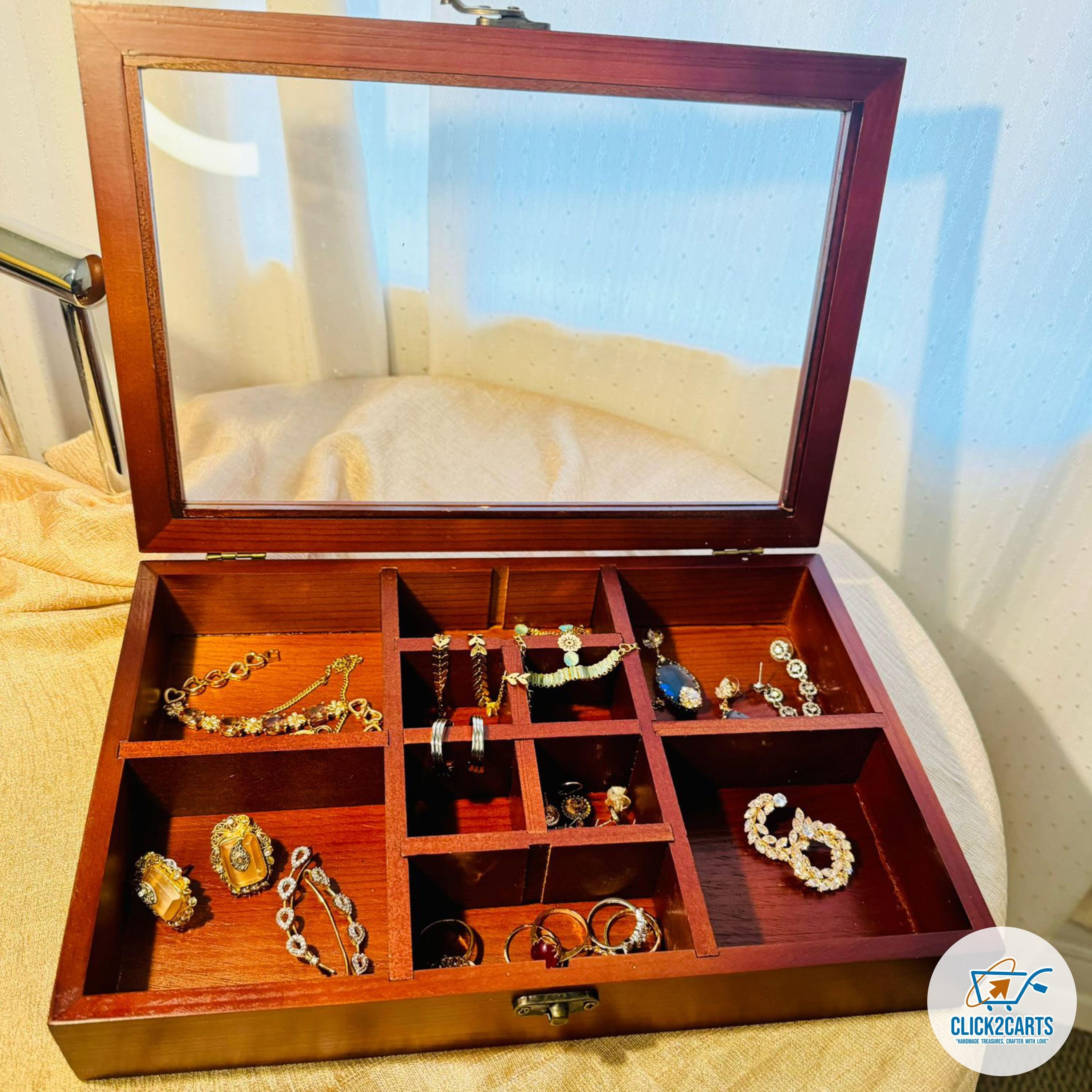 Crystal Collection Box Glass Top Box Adjustable Rock Display Case Box ...