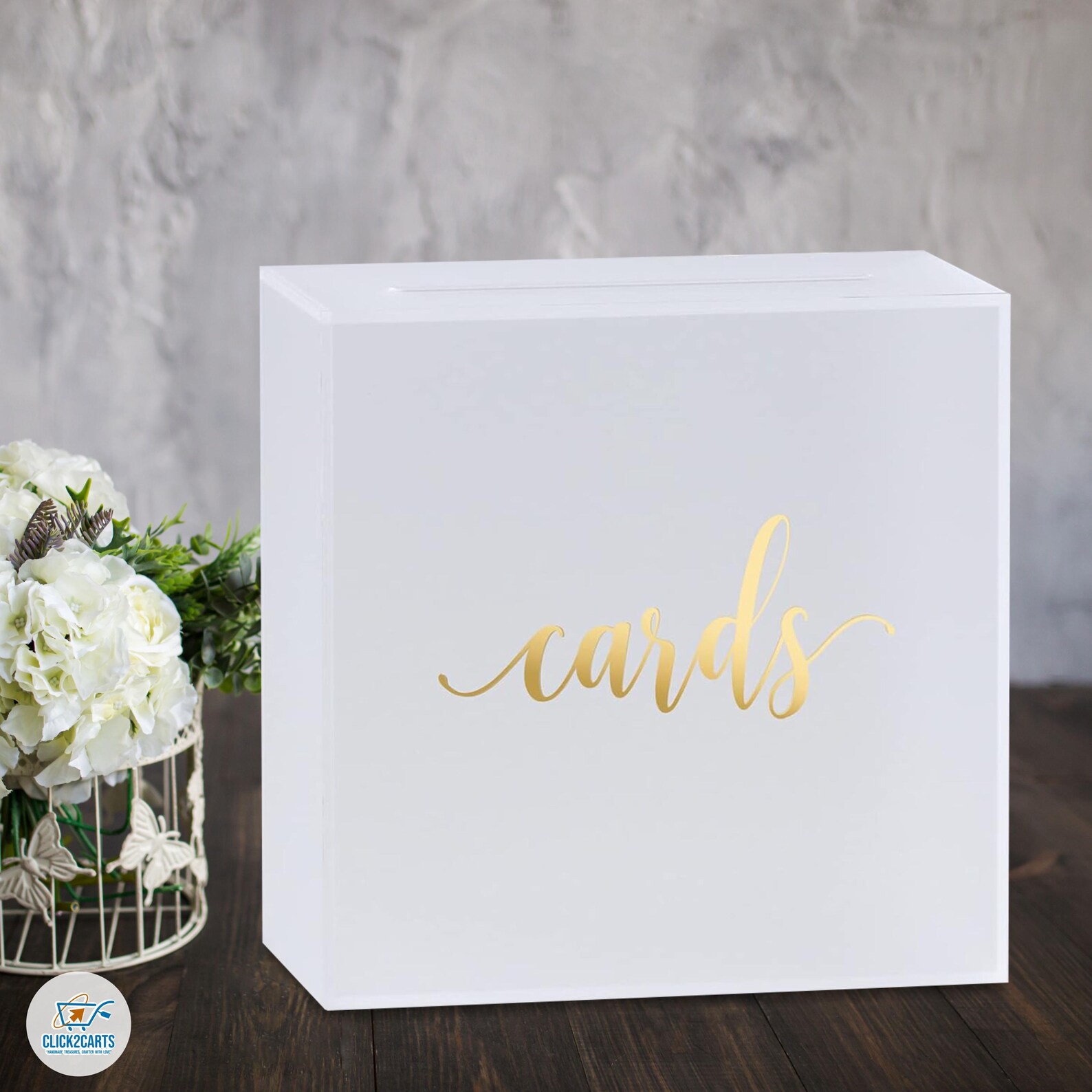 White Acrylic Card Box, Wedding Card Box, Raised Text Card Box, Frosted ...