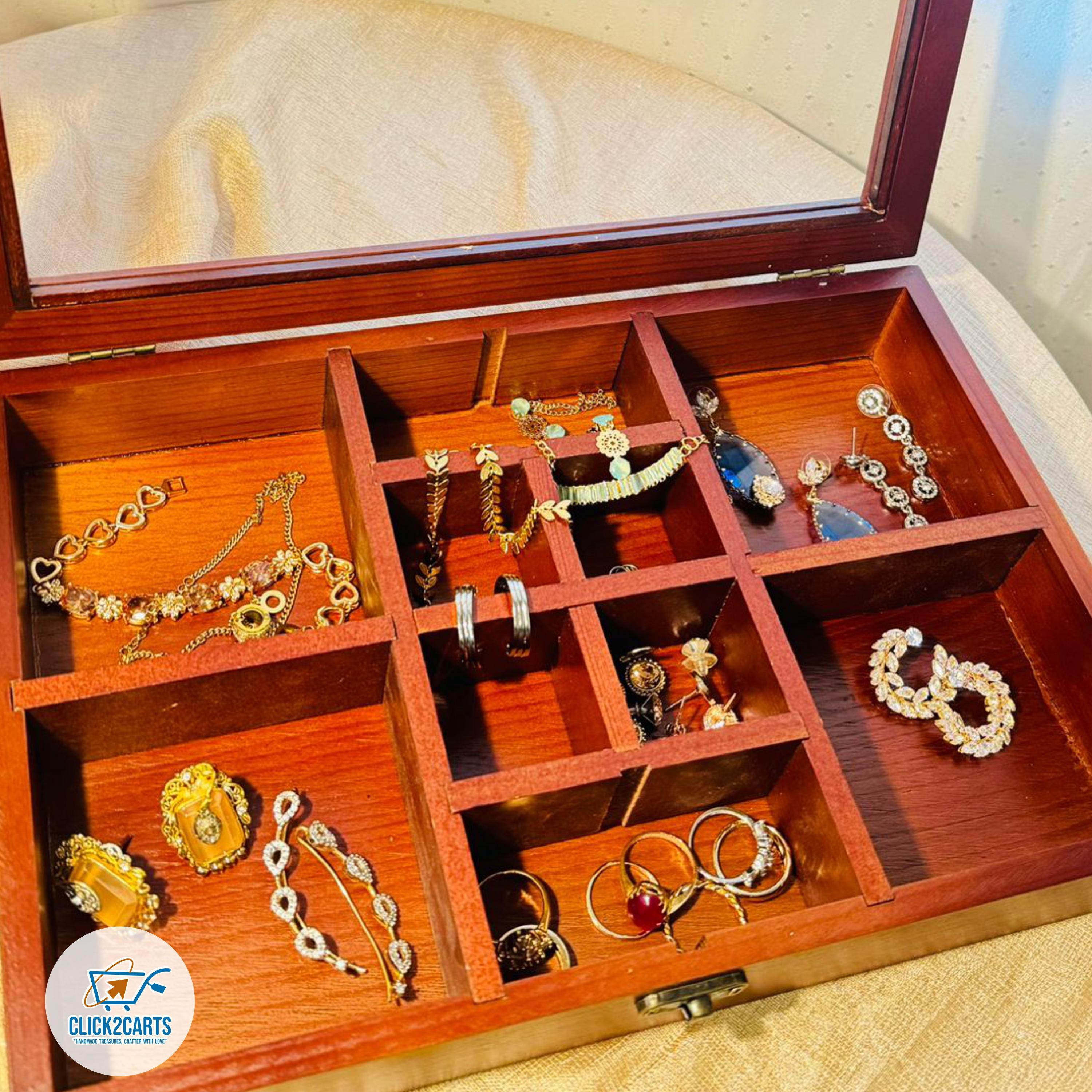 Crystal Collection Box Glass Top Box Adjustable Rock Display Case Box ...