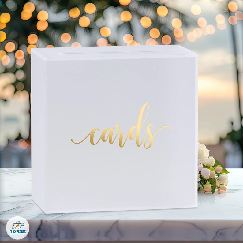 White Acrylic Card Box, Wedding Card Box, Raised Text Card Box, Frosted ...