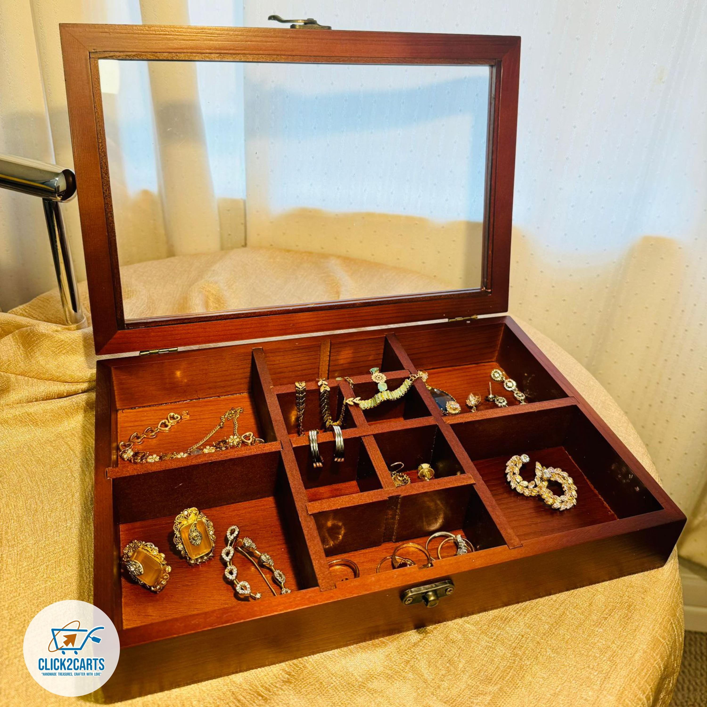 Crystal Collection Box Glass Top Box Adjustable Rock Display Case Box ...