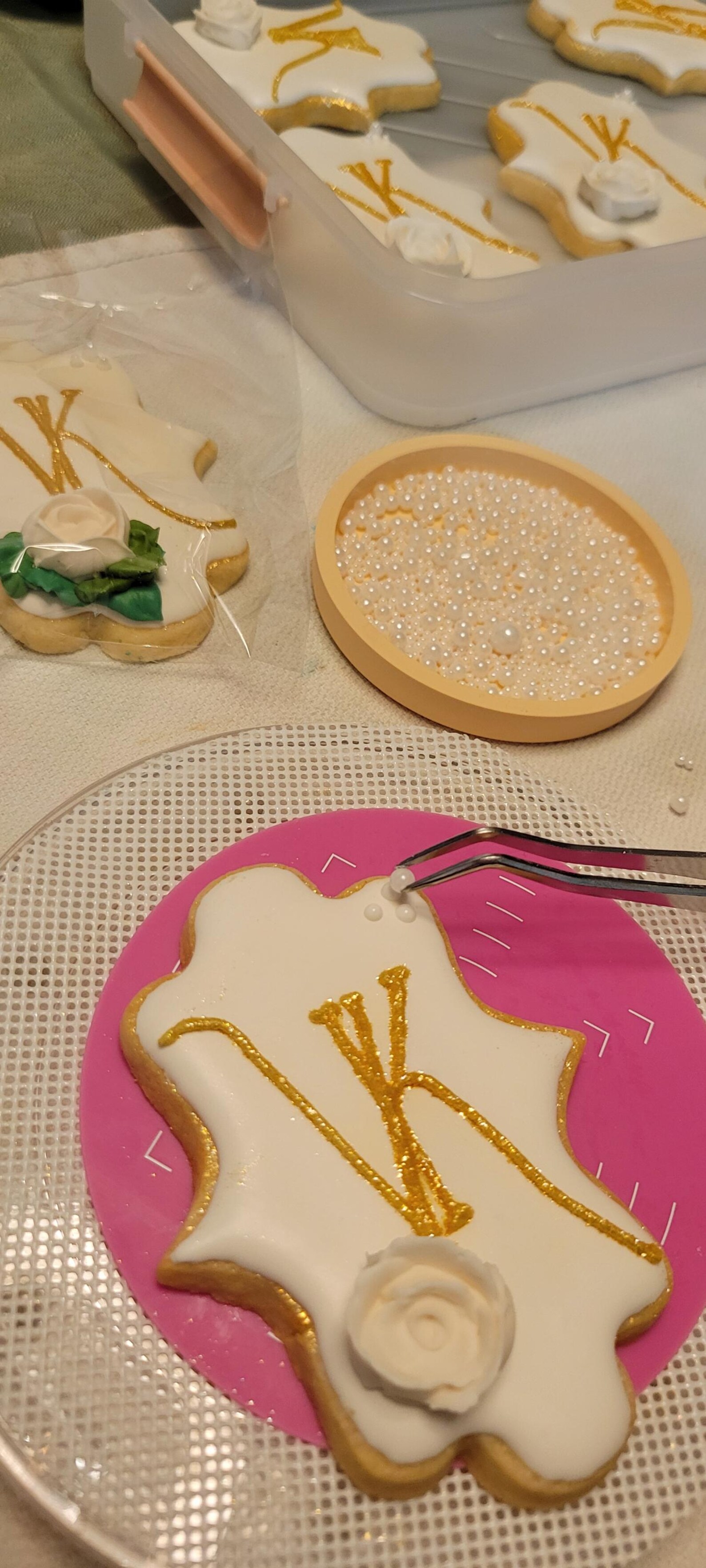 Monogram Wedding Cookies With Roses, (dozen). - Etsy