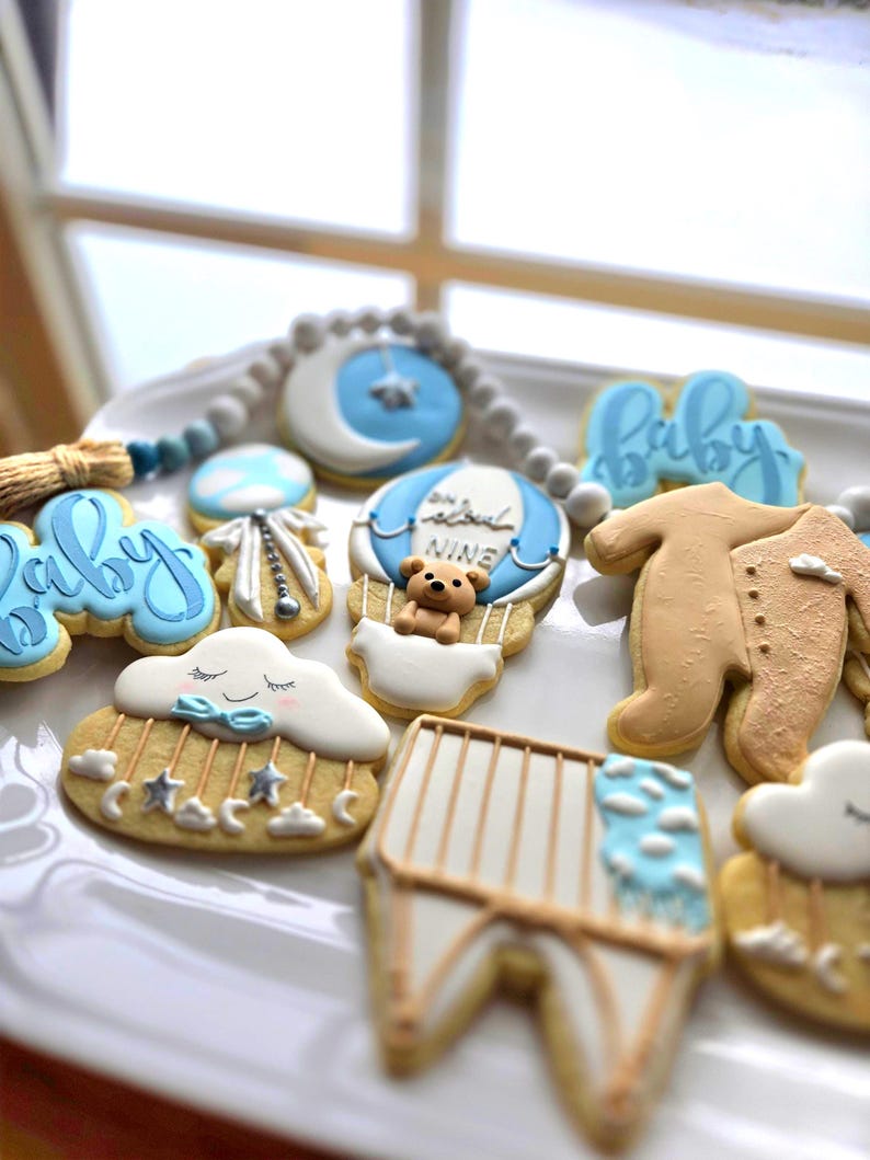 Baby Shower Cookies, Favors, Pink, Blue or Gender Neutral, Cloud 9 ...