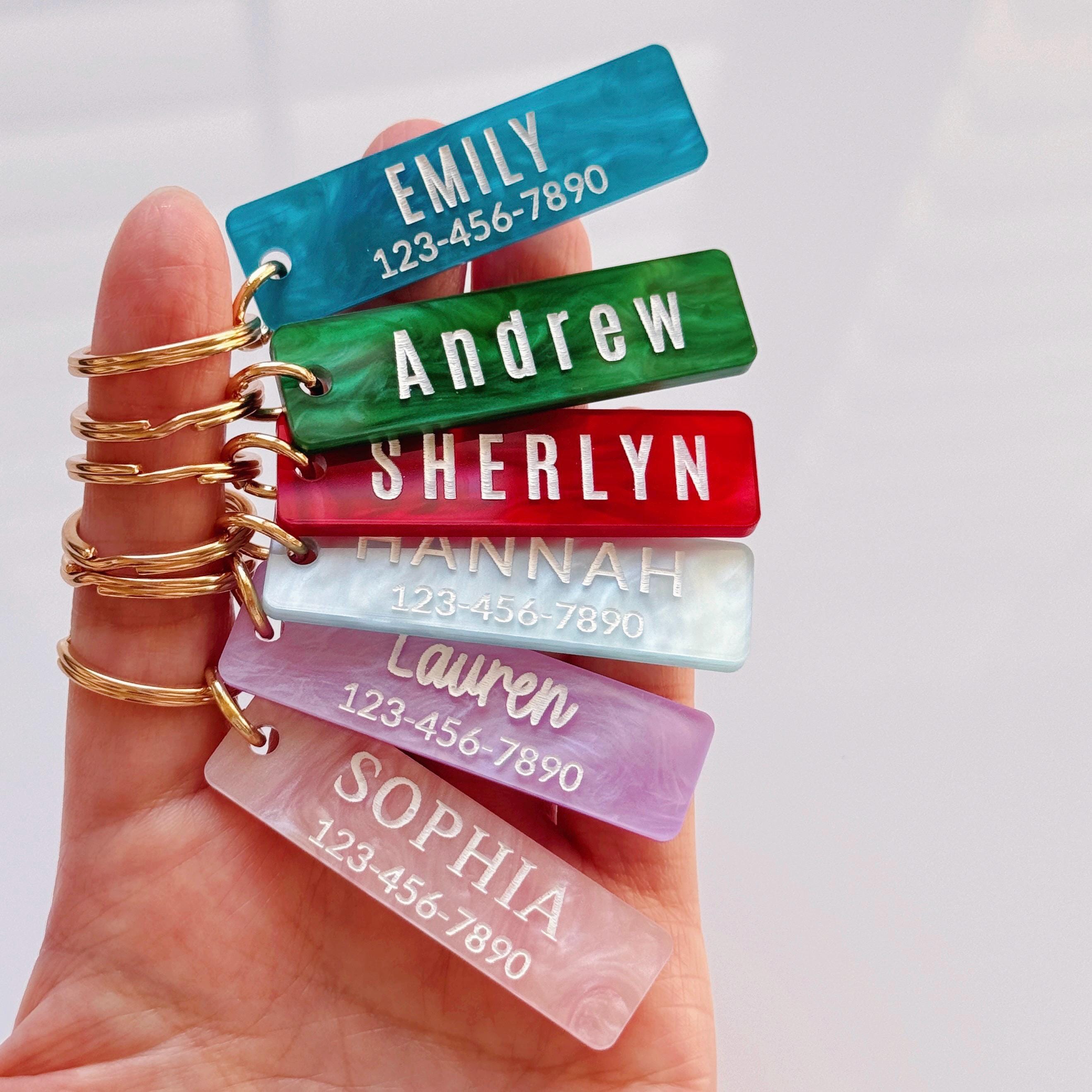 Personalized Acrylic Name Keychain, Custom Engraved Key Ring, Minimal ...