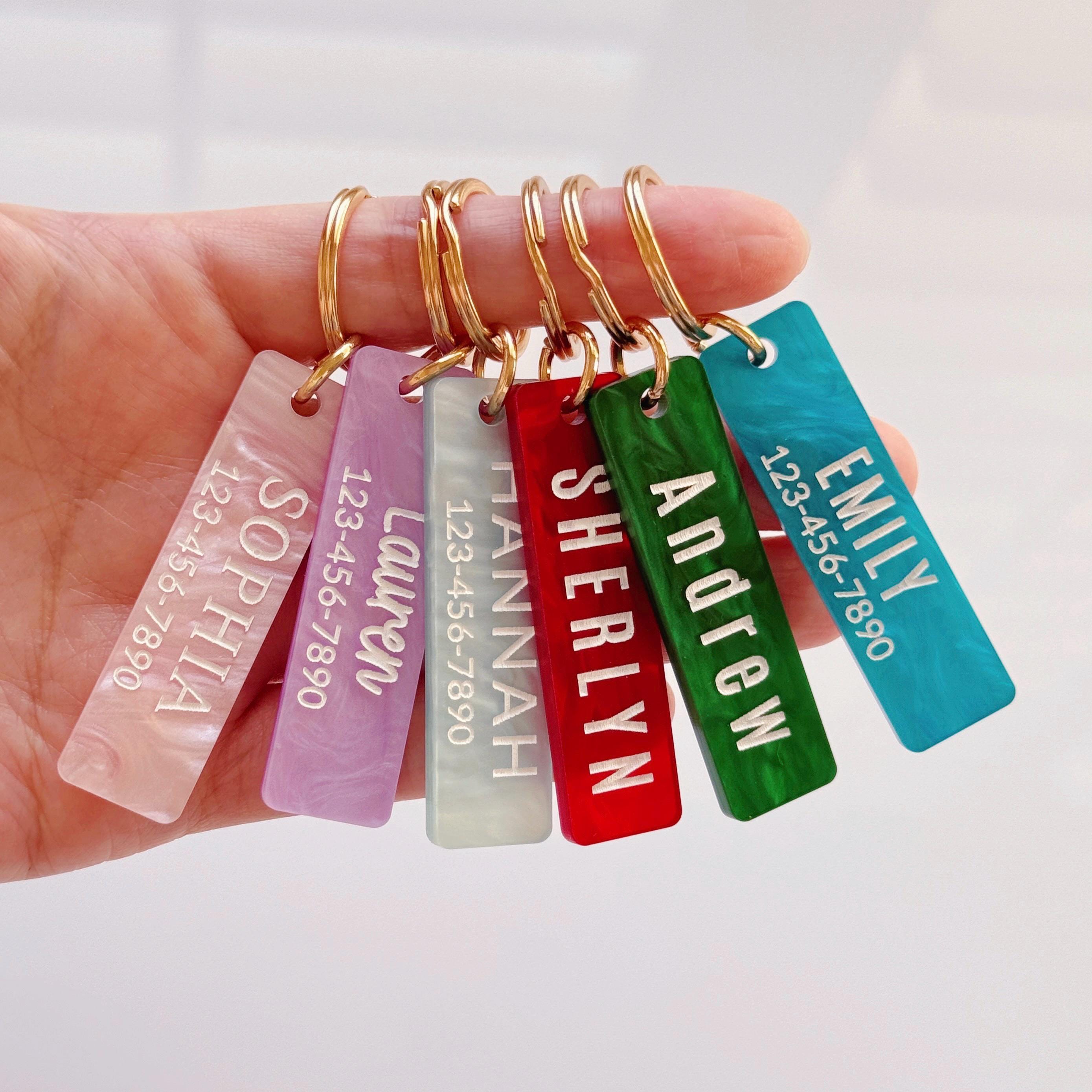 Personalized Acrylic Name Keychain, Custom Engraved Key Ring, Minimal ...