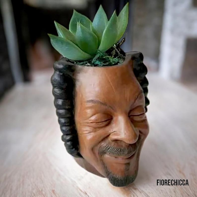 Snoop Dogg Planter Pot, Funny Celebrity Face Plant Pot, Hip Hop Home ...
