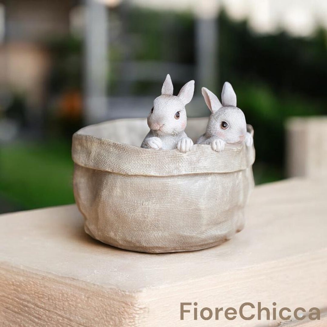 Bunny Rabbit Resin Planter, Cute Animal Pot, Small Succulent Planter ...