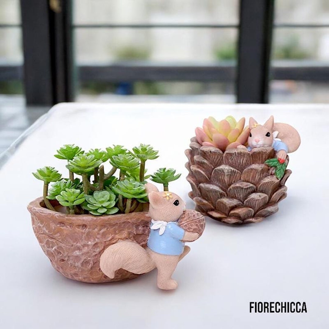Squirrel Planter, Cute Animal Pot for Indoor Plants, Unique Home Decor ...